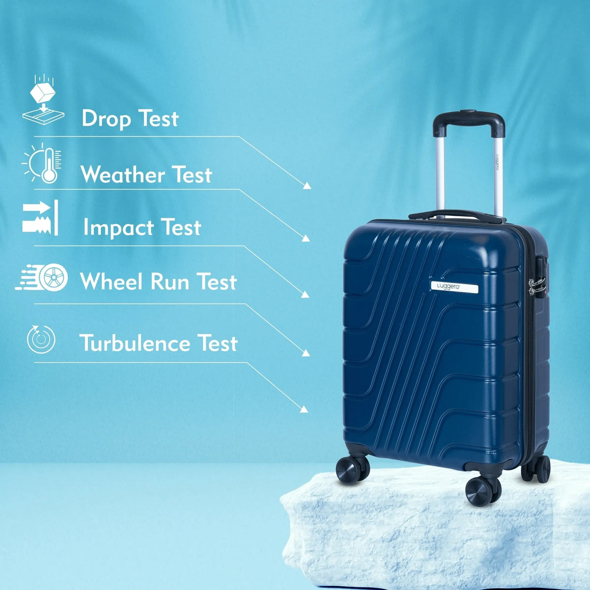 Eternal Solid Light weight Luggage Deep Blue-Cabin & Large – Luggero